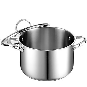 Cooks Standard Quart Classic Stainless Steel Stockpot with Lid, 12-QT, Silver & 6-Quart Stainless Steel Stockpot with Lid
