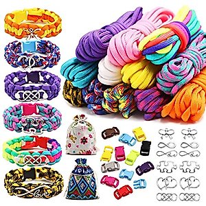 ccooly Paracord Friendship Bracelet Making Kit - Make Your Own Bracelet Kit with Charms for Boys and Girls - DIY Friendship Bracelets Set for Age 8-12 Years Old Kids, Crafts and Valentine's Day Gifts