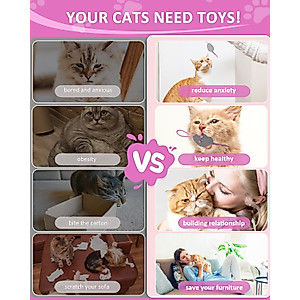 Cat Toys, Hanging Automatic Interactive Cat Toy, Colorful Bouncing Mice, Extra Long Elastic Rope, Motion Activated Rechargeable Cat Feathers Toys, Interactive Cat Toys for Indoor Cats/Kittens
