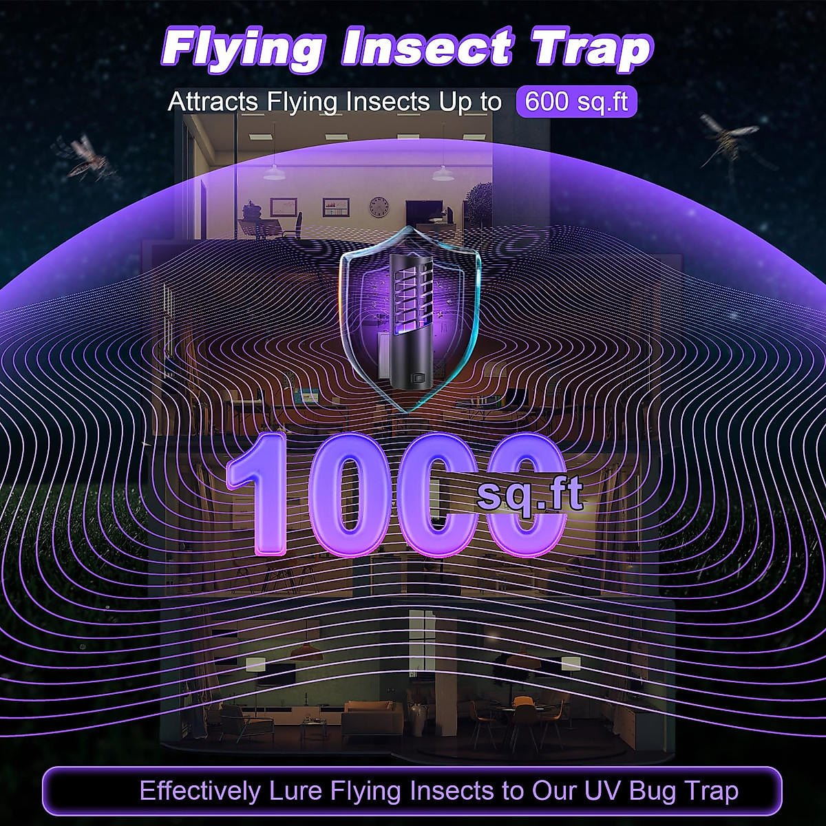 Qualirey Flying Insect Trap Mosquito Trap Indoor Plug in, Fruit Fly Traps for Indoors with 9W UV Light, 10 Sticky Glue Board Refills for Fruit Flies, Gnats, Moths, Indoor Fly Catcher for Home Office