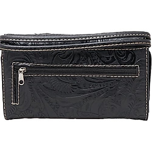 HW Collection Western Purse Rhinestone Cross Angelic Wings Women Handbag Wallet Set (Black)