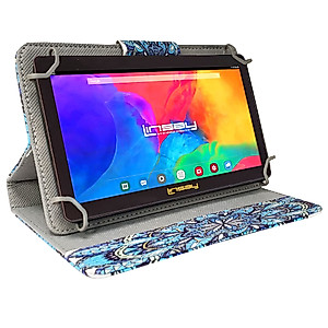 LINSAY 7" 2GB RAM 32GB Storage Android 12 Tablet with Mandala Blue Leather Case, Pop Holder and Pen Stylus