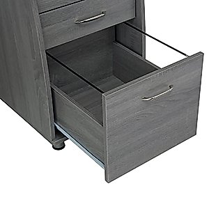 Techni Mobili Complete Workstation Table with Multiple Storage, Computer Desk with MDF Panels and PVC Laminate Veneer Surface, Grey