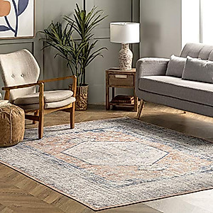nuLOOM Jacquie Machine Washable Vintage Floral Area Rug