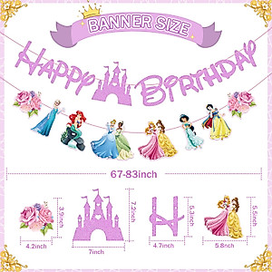 Pink Princess Birthday Banner for Girls, Princess Birthday Party Decoration For Girls Kids Birthday Party Baby Shower Decorations (Pink)