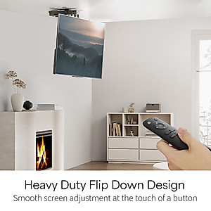 VIVO Electric Flip Down Swiveling Ceiling TV Mount for 32 to 70 inch Screens, Large Motorized Flat Ceiling VESA Mount, App and Voice Control, Black, MOUNT-E-FD70S