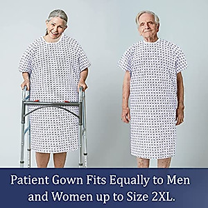 RUVANTI 2 Pack Hospital Gowns for Women/Men - Medical Patient Gowns for Elderly Women - Plus Size Gowns for Home Care - Labor and Delivery/Nursing - Comfortably Fits Sizes up to 2XL