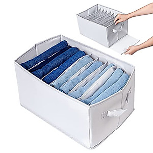TSM 2 Pack T shirt organizer, jeans organizer for closet , clothes organizer for folded clothes, slot compartments for T shirt storage ,clothing, sweatshirt with enforced PP board wardrobe organizer