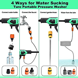 Tegatok Upgraded Pressure Washer, Portable Cordless Power Washer with 4.0Ah Battery and 6-in-1 Nozzle, Battery Pressure Washer for Car Garden Floor Fence Cleaning and Watering