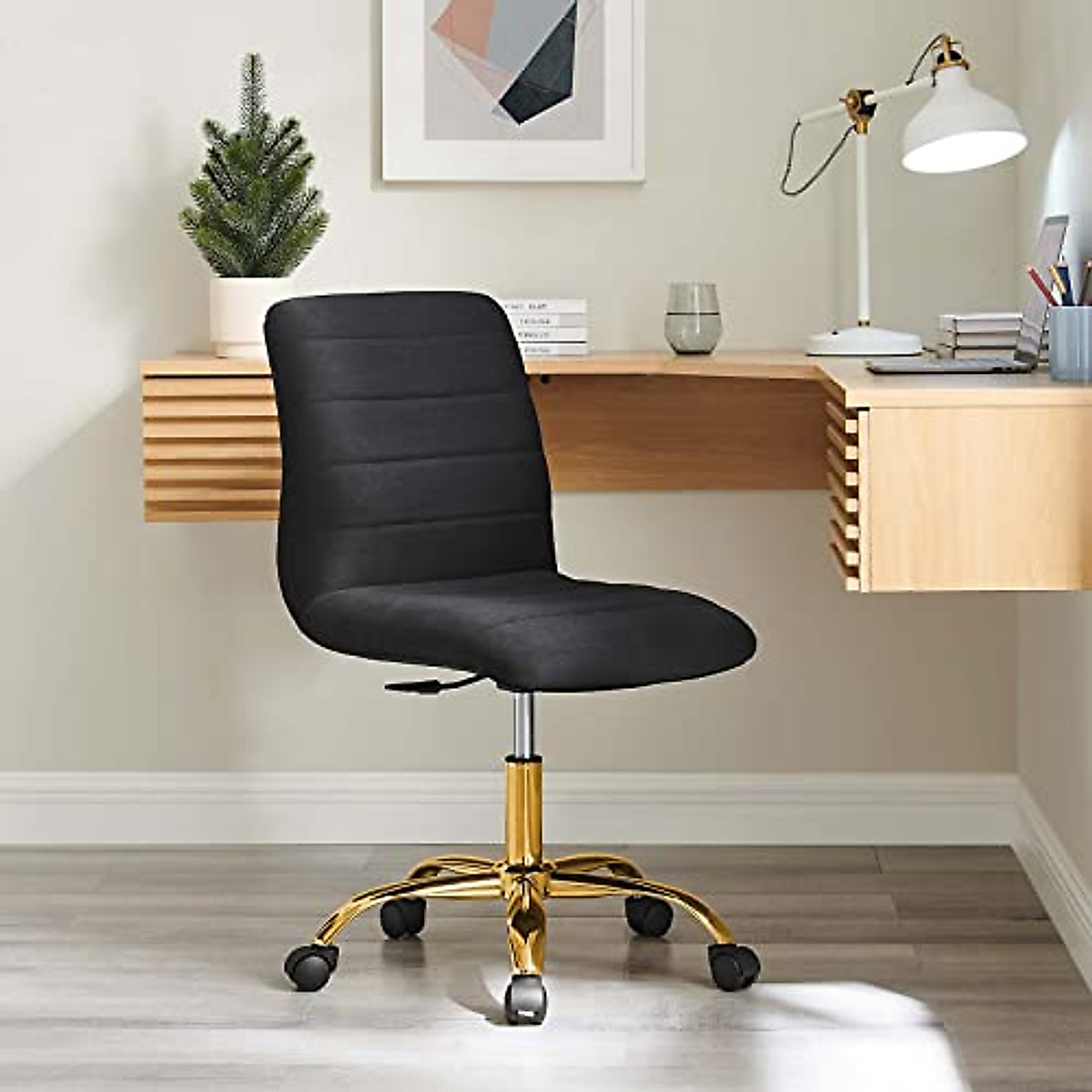 Modway Ripple Home Office Desks and Chairs, Gold Black