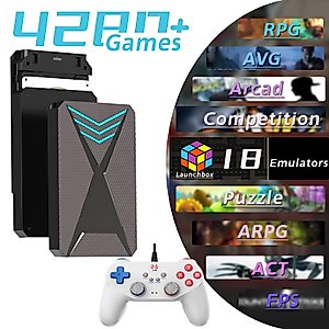 Retro Game Console HDD, 2TB Hyper Base Lbox Built-in 4280 Top Retro Video Games, 18 Emulator Console Plug and Play, Portable Game Hard Drive for Win 8.1/10/11, Game HDD + 1 WHT Vibrating Controller