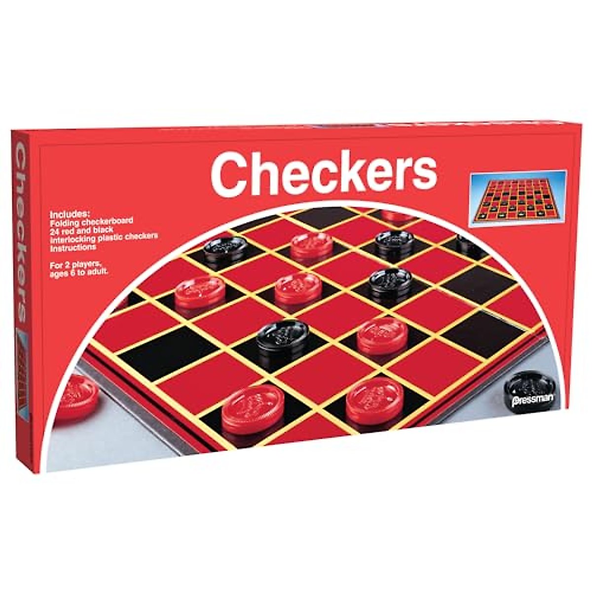 Pressman Checkers -- Classic Game With Folding Board and Interlocking Checkers, 2 Players