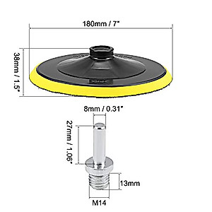 uxcell 7" Hook and Loop Backing Pad Sanding Polishing Backer Plate with M14 Drill Adapter for Random Orbit Sander Polisher Buffer 2pcs