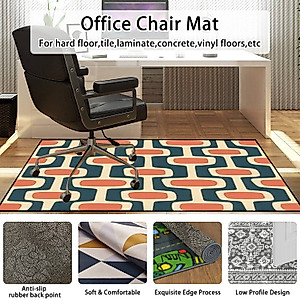 PeeNoke Mid Century Modern Atomic Age Blue Orange Cream Ideal for Fabric Area Rug Outdoor Patio Rug Play Mat Modern Floor Carpet Non-Slip Home Decor Living Room Kids Bedroom Nursery, 6x9 ft