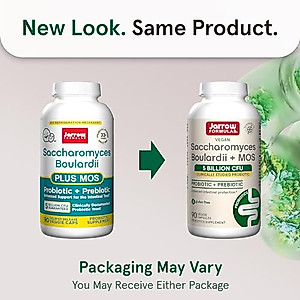 Jarrow Formulas Saccharomyces Boulardii Probiotics + MOS 5 Billion CFU Probiotic Yeast for Intestinal Health Support, Gut Health Supplements for Women and Men, 90 Veggie Capsules, 90 Day Supply