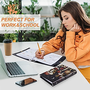 Daily Planner Undated, A5 Planner Weekly and Monthly to Do List Notepad PU Leather Appointment Book Cute Work Planner Binder with 24pcs Gift Stickers Habit Tracker