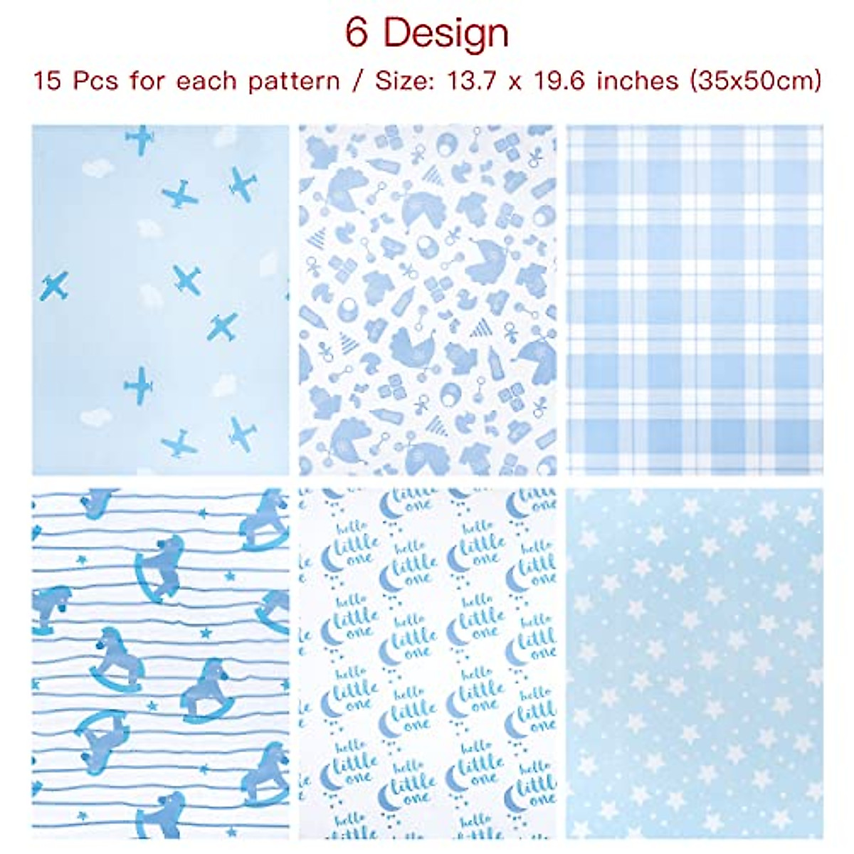 RUSPEPA Wrapping Tissue Paper - Blue Baby Boy Design Tissue Paper Bulk for Gift Wrap, Art Crafts, DIY, Pack Bags, Birthday, Baby Shower and More - 13.7 x 19.6 inches - 90 Sheets
