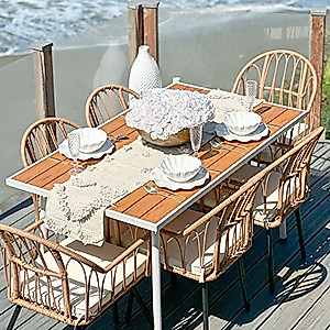 YITAHOME 7 Pieces Outdoor Patio Dining Set, Rattan Wicker Patio Dining Chair & Table Set for 6 People, Sectional Conversation Set with Umbrella Hole for Patios, Backyard, Balcony, Garden, Lawn