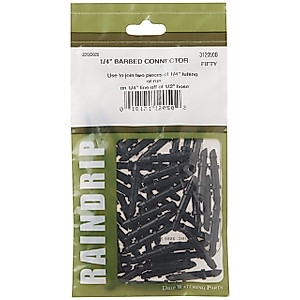 Raindrip 312050B Single Barbed Connectors, 1/4-Inch, 50 Per Bag, Blacks