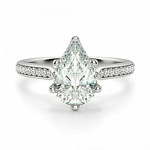 DRISHYA FASHION Pear Cut Simulated Diamond Twisted Engagement Wedding Ring 14k White Gold Over 925 Sterling Silver (6.5)