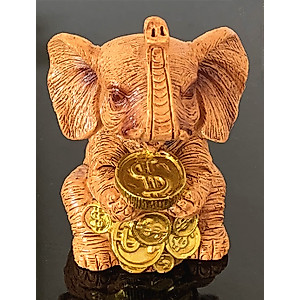 Betterdecor Feng Shui Trunk Up Lucky Elephant Statue Figurine Home Office Decor for Wealth (ICOINS)