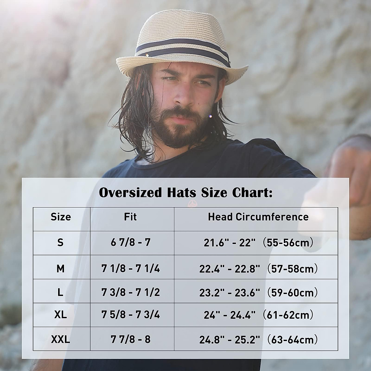 Comhats Summer Fedora Straw Hats for Men Beach Sun Panama Packable Trilby Dress Derby Beige XX-Large XXL