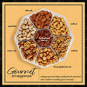 Assorted Nuts Gift Basket - Gourmet Food Mixed Nut Platter Fruit Nut Gift Box, Healthy Snack, Vegan & Kosher Gifts for Men & Women for Birthdays, Anniversaries, Sympathy, Get Well, Holidays, 22oz