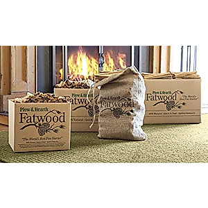 Plow & Hearth Boxed Fatwood Fire Starter All Natural Organic Resin Rich Eco Friendly Kindling Sticks for Wood Stoves Fireplaces Campfires Fire Pits Burns Quickly and Easily Safe Non Toxic (40 LB)