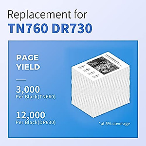 MYCARTRIDGE SUPRINT Compatible Toner Cartridge and Drum Unit Replacement for Brother TN-760 TN760 DR730 DR-730 Toner MFC-L2710DW HL-L2350DW HL-L2350DW Printer 2 TN760 Black Toner, Drum Unit DR730
