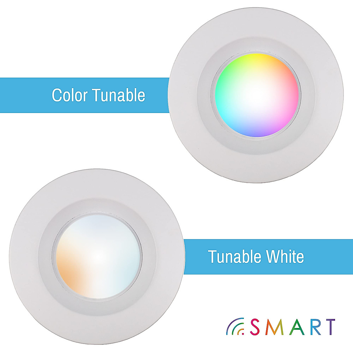 CLEANLIFE Smart LED Recessed Lighting Retrofit Downlight RGB + Tunable White Color Changing WiFi Dimmable LED Can Lights Fits 5 and 6 inch - 12W, 65W Equivalent, App Enabled