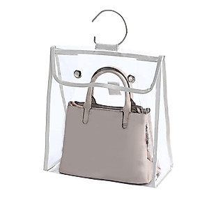 Hanging Handbag Organizer, PVC Purse Storage Bag Dustproof, Space-Saving Handbag Protector with Joinable Design, 4 PCS (Transparent white border, 4PCS (S+M+L+XL))
