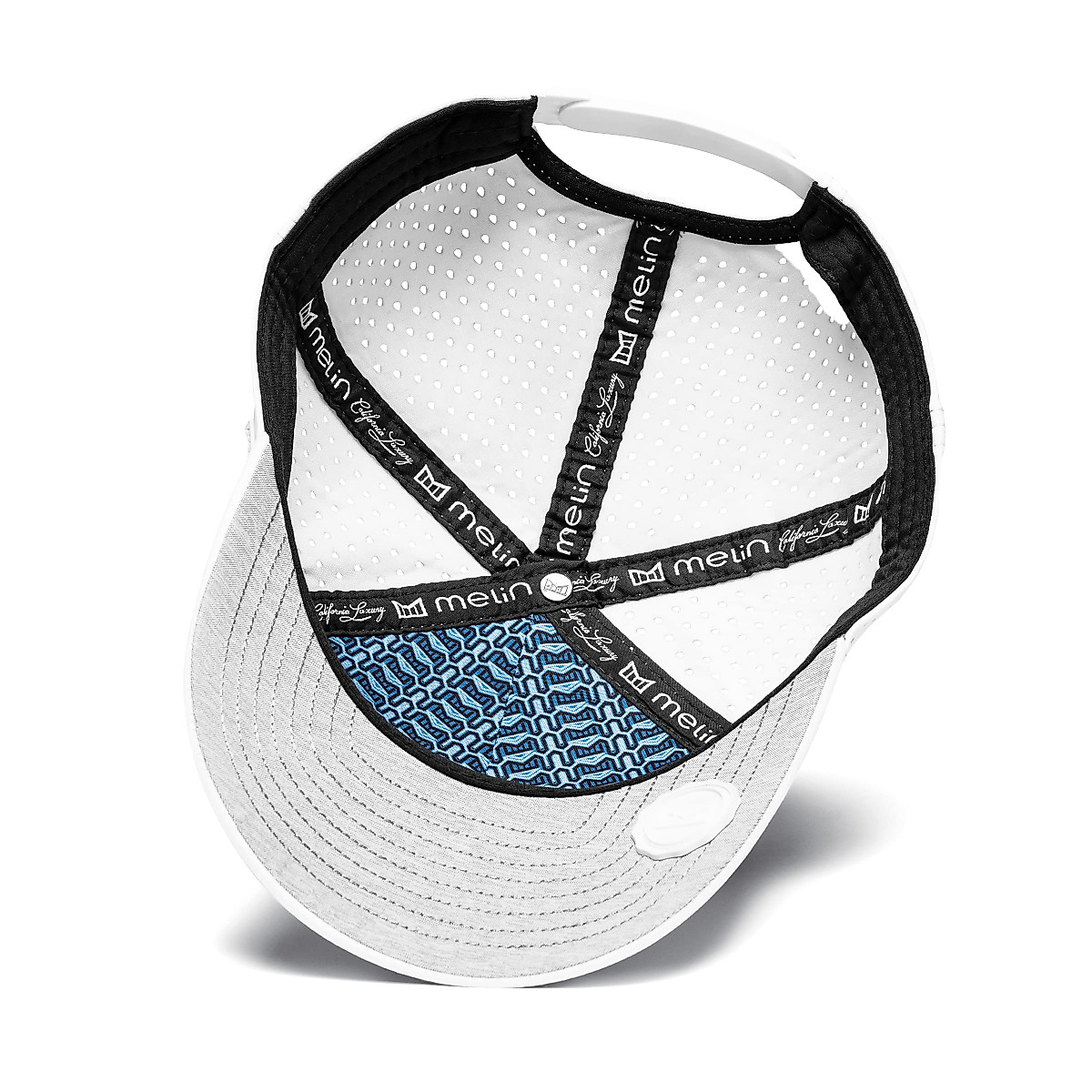 melin Odyssey Stacked Hydro, White, Men's Performance Snapback Hats, Water-Resistant Fitted Baseball Caps for Men & Women, Golf, Running, or Workout Hat, Medium-Large