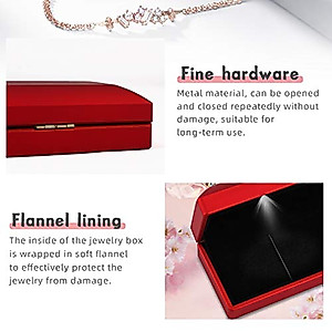 iSuperb LED Light Necklace Long Chain Box Bracelet Display Case Jewelry Gift Boxes Red Wine Pendant Boxes for Wedding Anniversary Christmas Engagement
