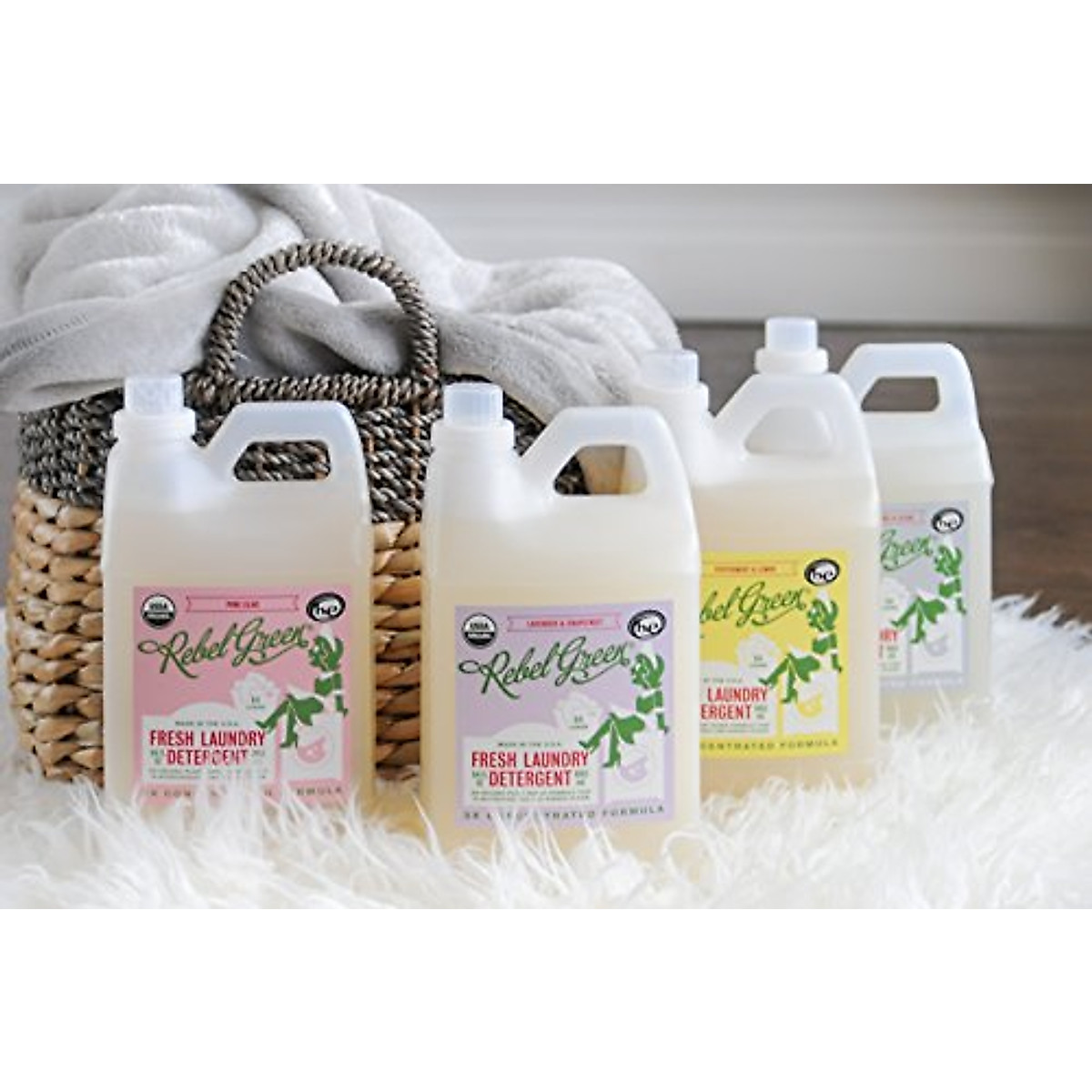 Rebel Green USDA Organic HE Liquid Fresh Laundry Detergent - Natural & Hypoallergenic Laundry Soap, Lavender and Grapefruit - 64 Loads