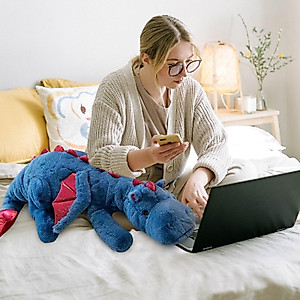 Pterosaur Stuffed Animal with Wings - Cute Soft Dinosaurs Plush Toys Little Flying Dragon Plushies Pillow Doll Christmas Birthday Gifts for Kids Boys Girls (Blue,27.55inch/70cm)
