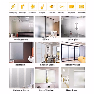 Window Privacy Film 17.7'' x 118'' Frosted Window Glass Film One Way Privacy Window Film Static Guard Window Tinting Film for Home Non-Adhesive Bathroom Door Covering Heat Blocker Sticker, Pure