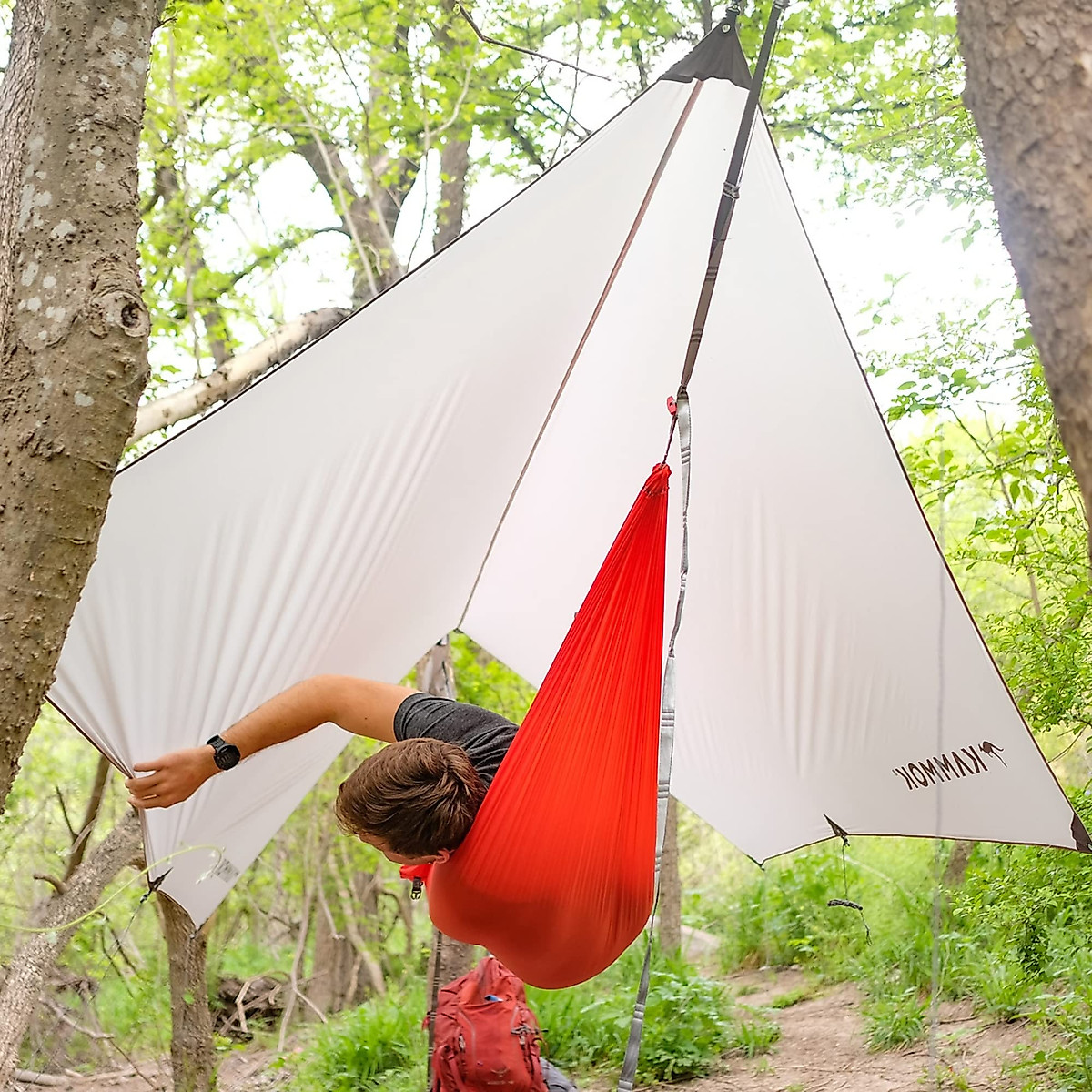 KAMMOK Kuhli Ultralight | Versatile Weather Shelter, (Waterproof, Durable, Portable, Camping Tarp, Hammock Tarp, Rain Cover), Crater Gray