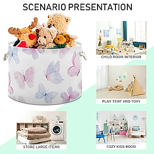xigua Cotton Rope Basket Cute Butterflies Baby Laundry Basket Blanket Kids Toy Storage Basket Glove Box
