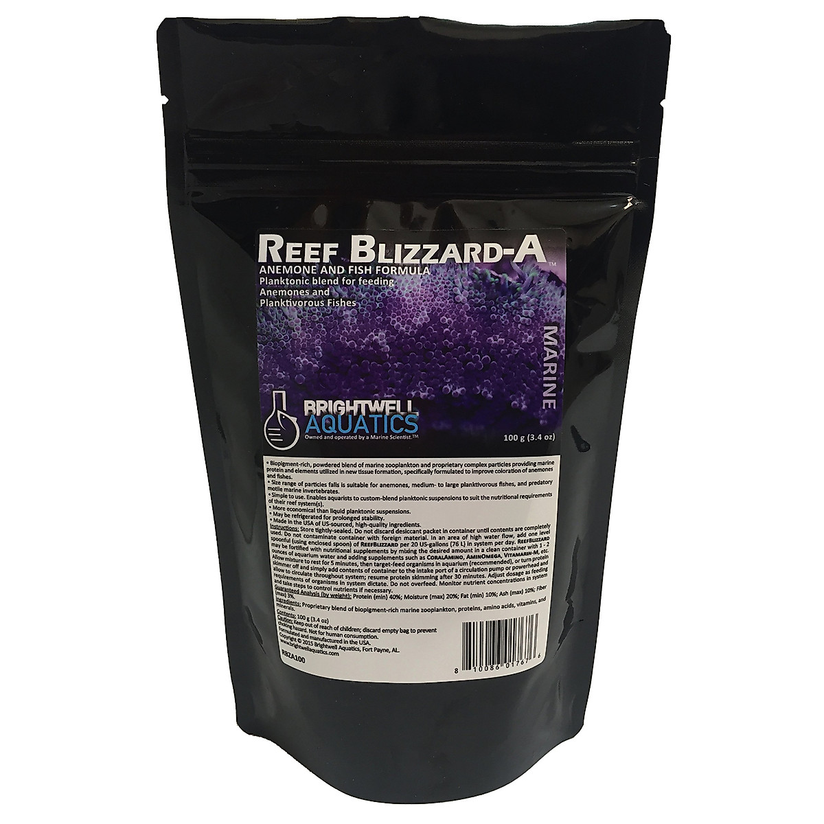 Brightwell Aquatics Reef Blizzard-A - Planktonic Food Blend for Anemones & Planktivorous Fish, 100 Grams