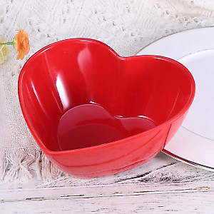 BSETONZON 1pc Heart Shaped Salad Bowl/Cereal Bowls/Soup Bowls/Small Rotating Pot Dish for Household Party (Red)