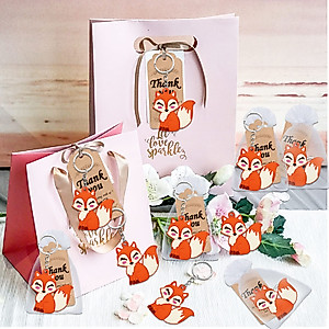 Elecrainbow 40 Pack Fox Keyring Pack Party Favor for Woodland Party, Camp Baby Shower, Stay Clever Themed Kids Birthday, Wild ONE First Birthday, Gender Reveal