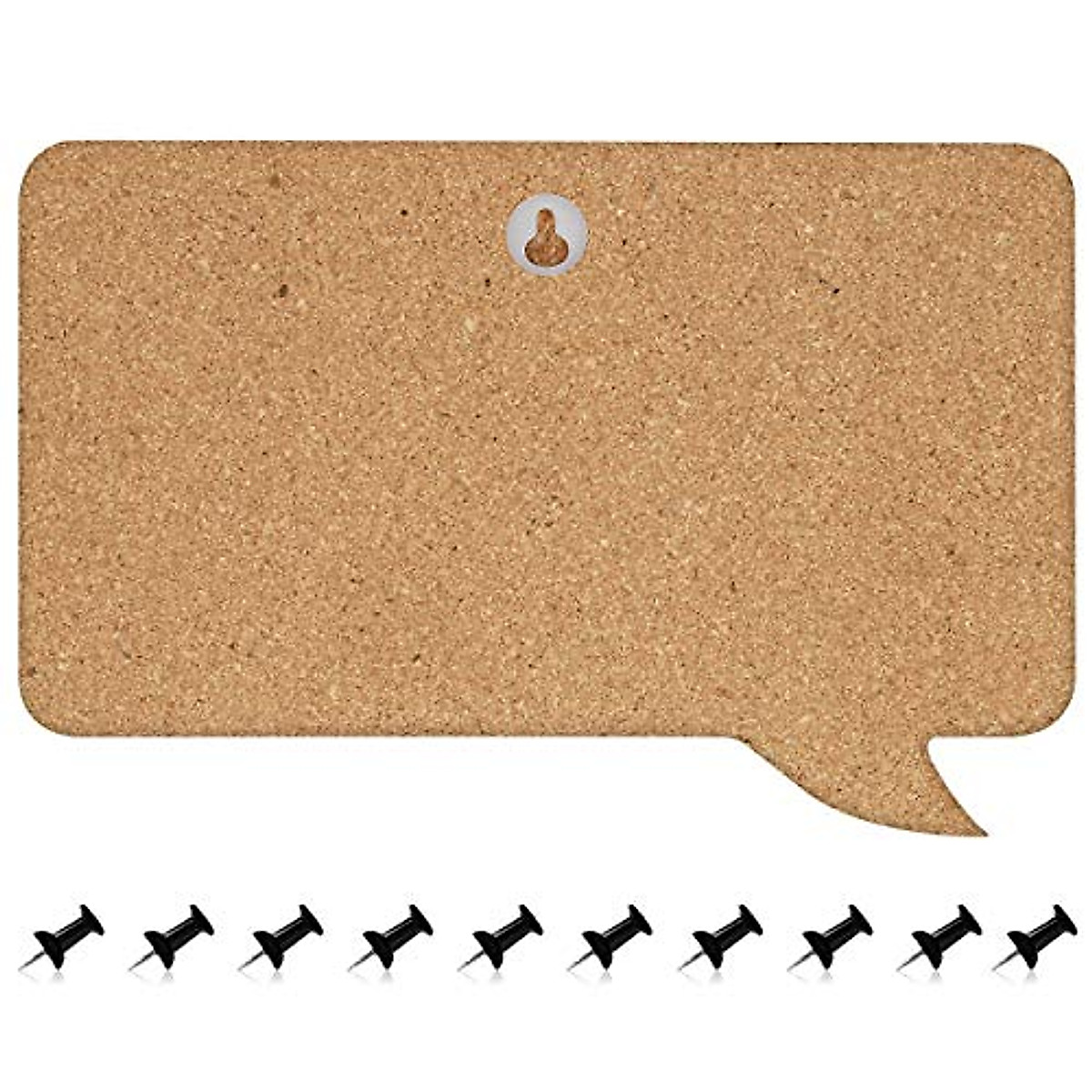 Navaris Cork Bulletin Board Set - 3X Pieces Cork Boards in Cute Decorative Speech and Thought Bubble Shapes with Push Pins for Kitchen, Home, Office