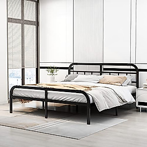alazyhome King Bed Frame Heavy Duty Metal Platform with Headboard and Footboard Sturdy Steel Support No Box Spring Needed Easy Assembly Black