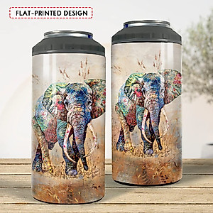 SANDJEST Elephant Tumbler Safari 4 in 1 16oz Tumbler Can Cooler Coozie Skinny Stainless Steel Tumbler Gift for Mommy Mama Mother Christmas Birthday Mothers Day