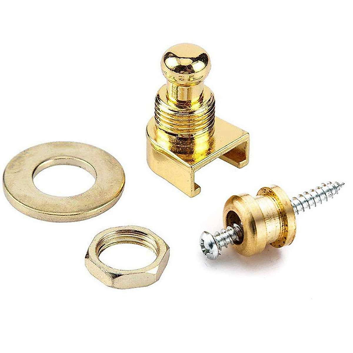 2 Pcs Guitar Strap Lock Button End Pins for Acoustic Classical Electric Bass Ukulele (Gold)