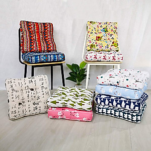 XSlive Square Chair Pads Cushion Boho Printed Soft Thick Seat Cushion for Floor Home Kitchen Office Chair (20"×20"×4",Owl)