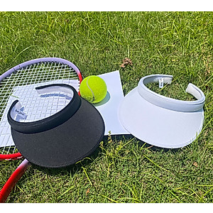 2 Pack Sun Visor Hats Women Men Clip-On Wide Brim Visors Adjustable UV Protection Sunhat Outdoor Sports Golf Tennis Travel Beach Summer Cap White