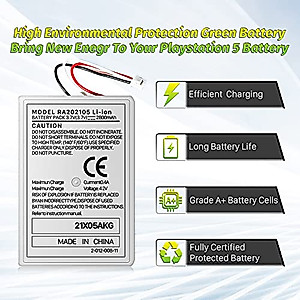 SHENMZ PS5 Controller Battery, High Capacity LIP1708 Li-ion Replacement Battery for Sony Playstation 5 Dualsense Controller CFI-ZCT1 W B U Replace PS5 Battery Pack