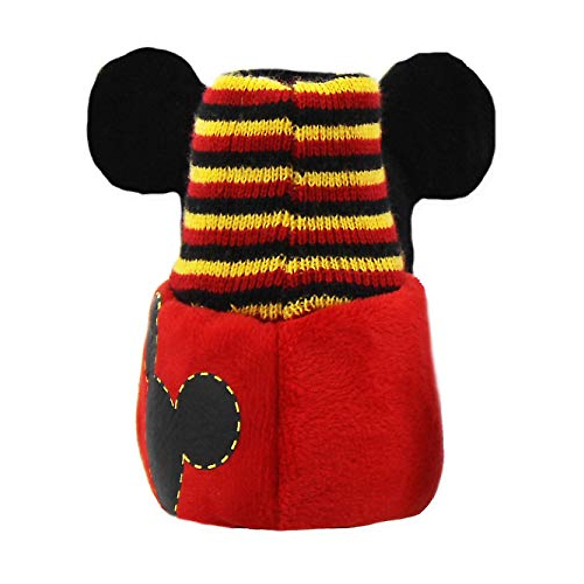Disney Mickey Mouse Toddler Boys Plush 3D Mickey Head Sock Top Slippers (7-8 M US Toddler, Black/Red)