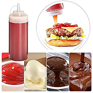 Zddaoole 4 Pack 32oz Plastic Squeeze Bottles,1000ml Condiment Squeeze Bottles with Twist On Cap Lids,Perfect for Ketchup, BBQ, Sauces, Syrup, Condiments, Dressings, Arts and Crafts
